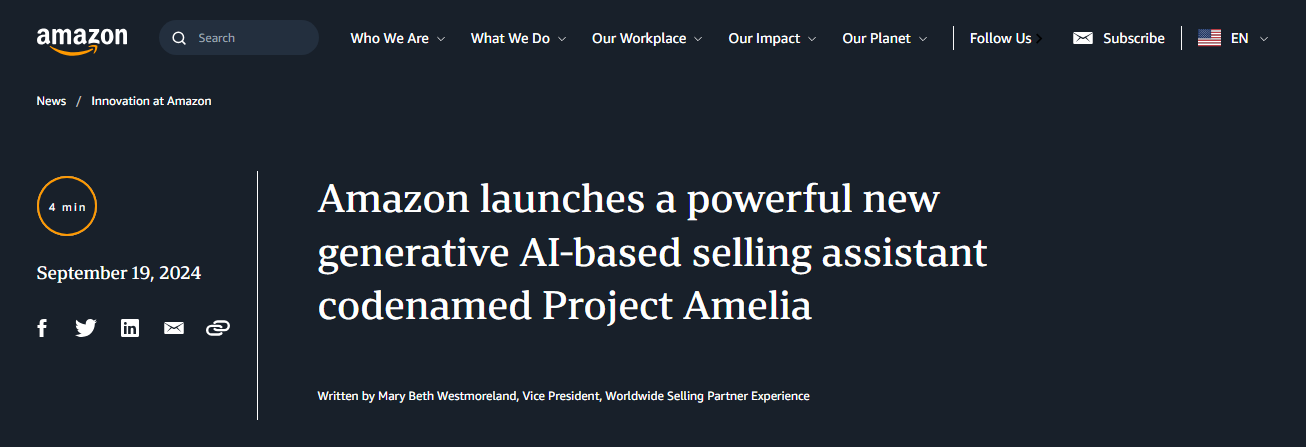 入局电商自动化：亚马逊为商家推出AI助手Amelia_中金在线财经号