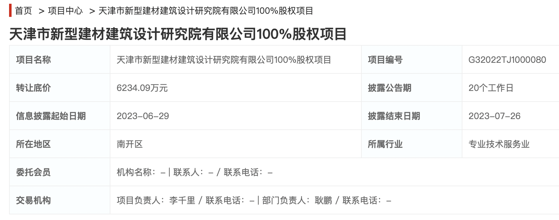 天津市新型建材建筑设计研究院100%股权挂牌转让，底价6234万元_中金在线财经号
